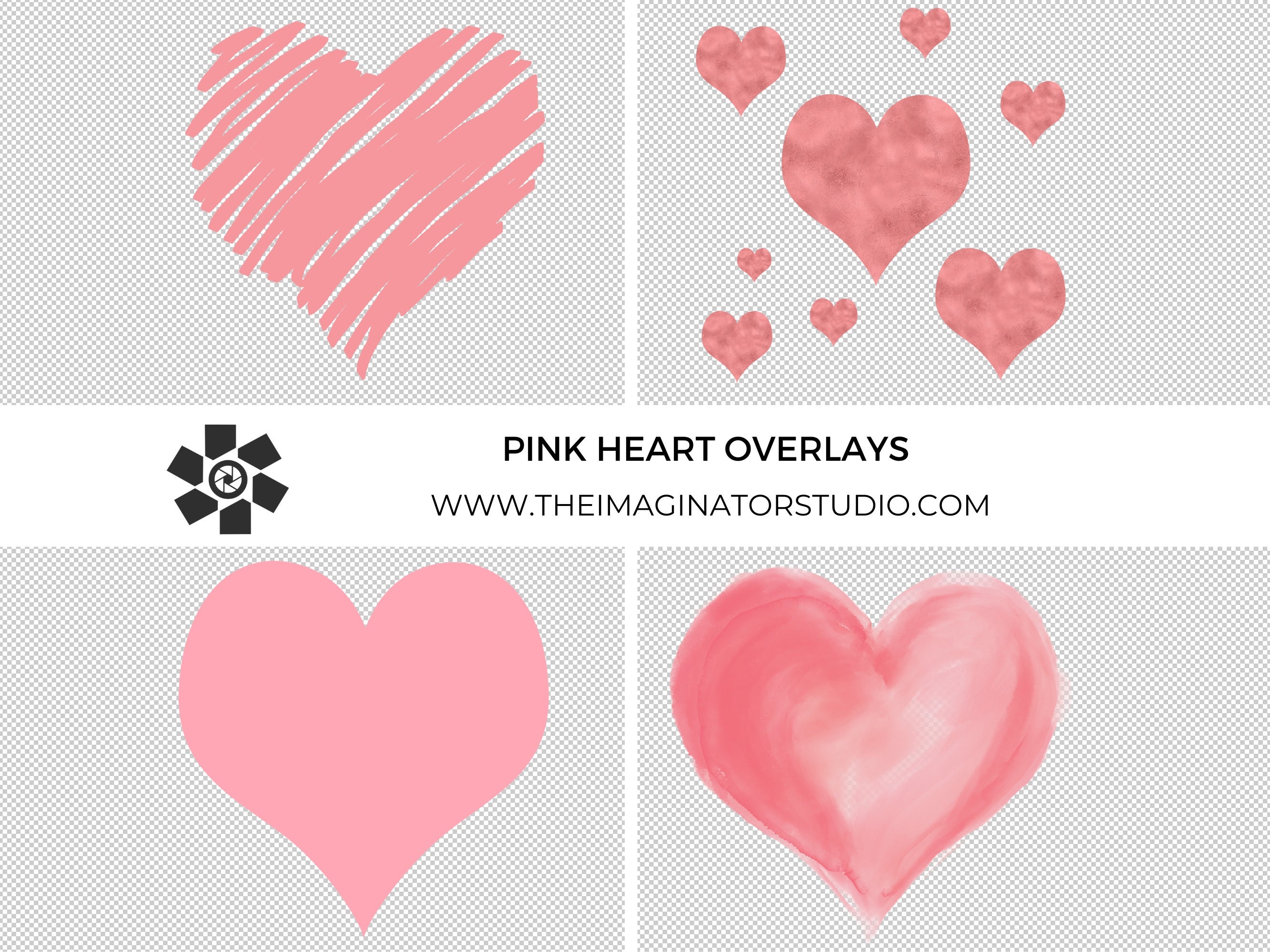 Heart Overlays | Pink Heart | Valentines Day | Digital Download | Heart ...