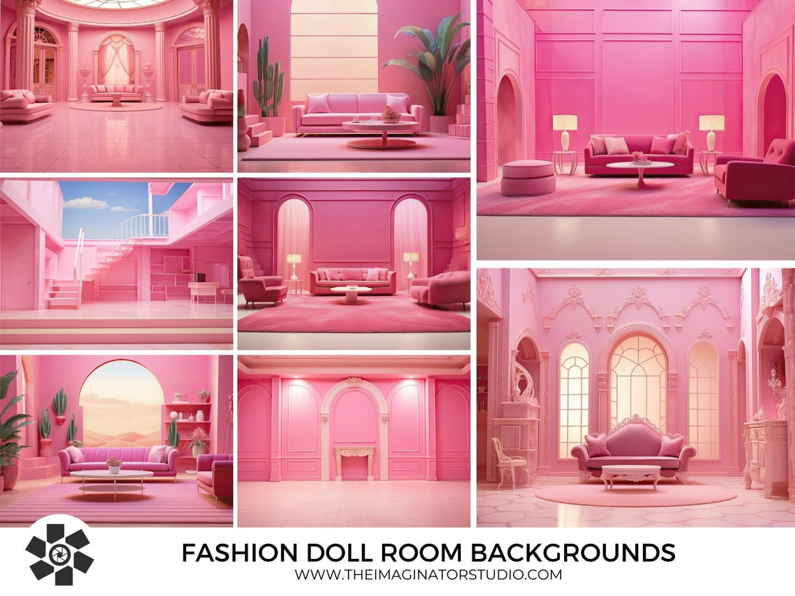 Pink Fashion Doll Room Background | Doll House | Digital Background ...