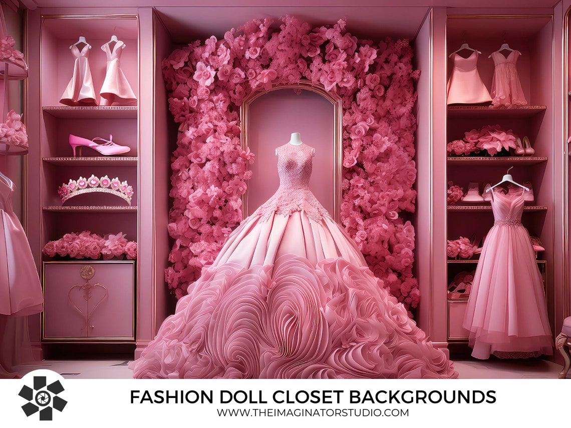 Pink Fashion Doll Closet Background | Doll Backdrop | Digital ...