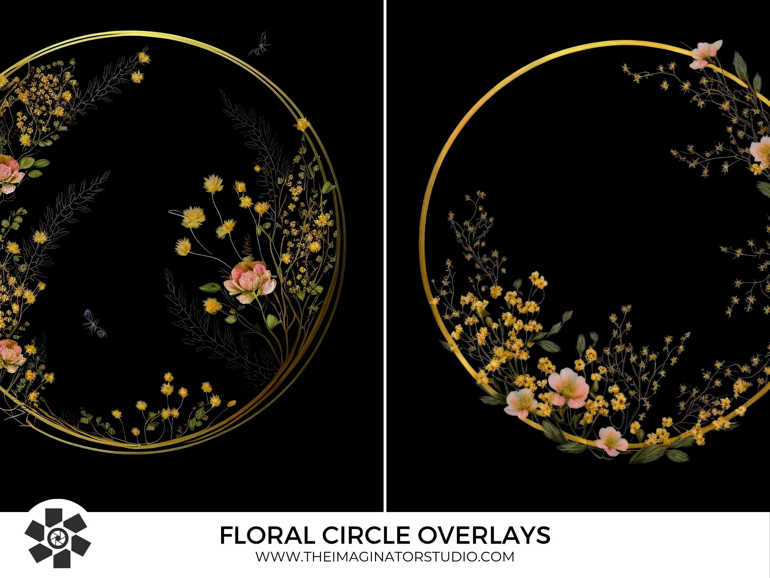Floral Circle Overlays | Gold Circle Overlays | Flower Ring Overlays ...