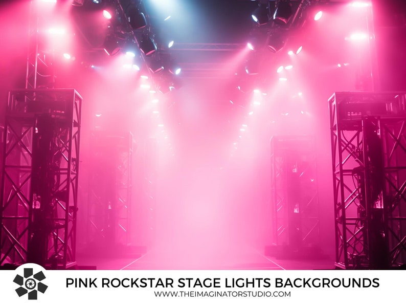 Pink Rockstar Stage Lights Backgrounds Pink Digital Background Digital ...