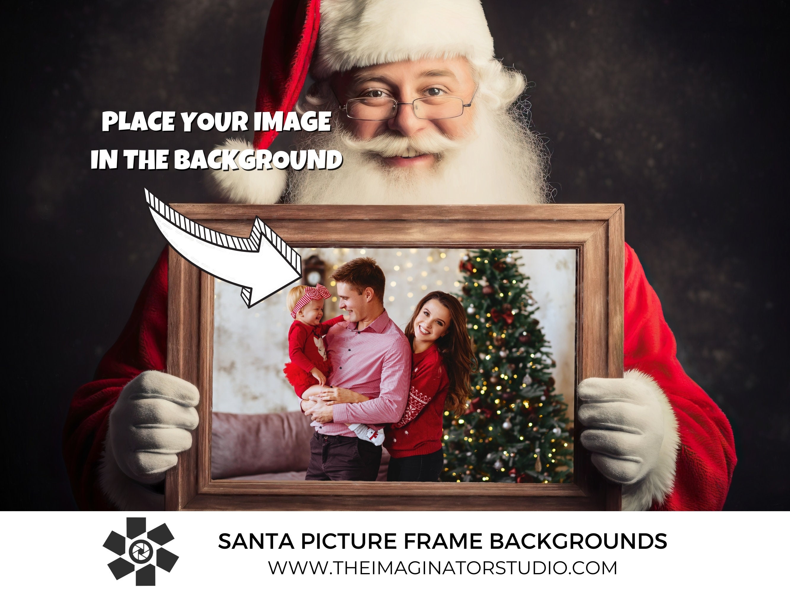 Santa Photoshop Template | Digital Background | Santa Frame | PNG ...