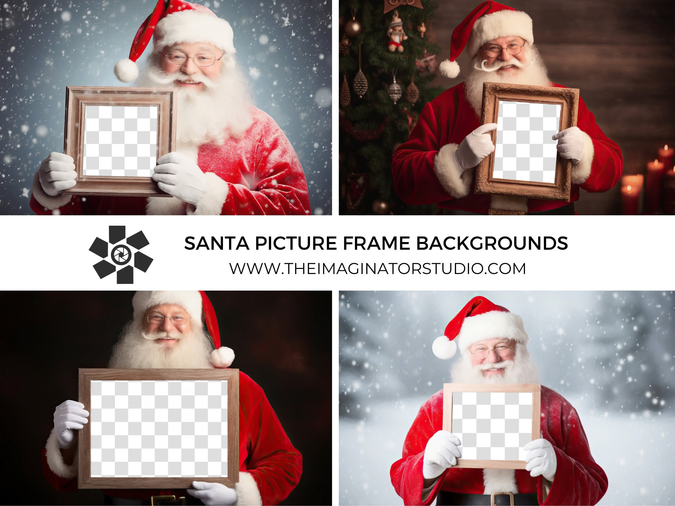 Santa Photoshop Template | Digital Background | Santa Frame | PNG ...