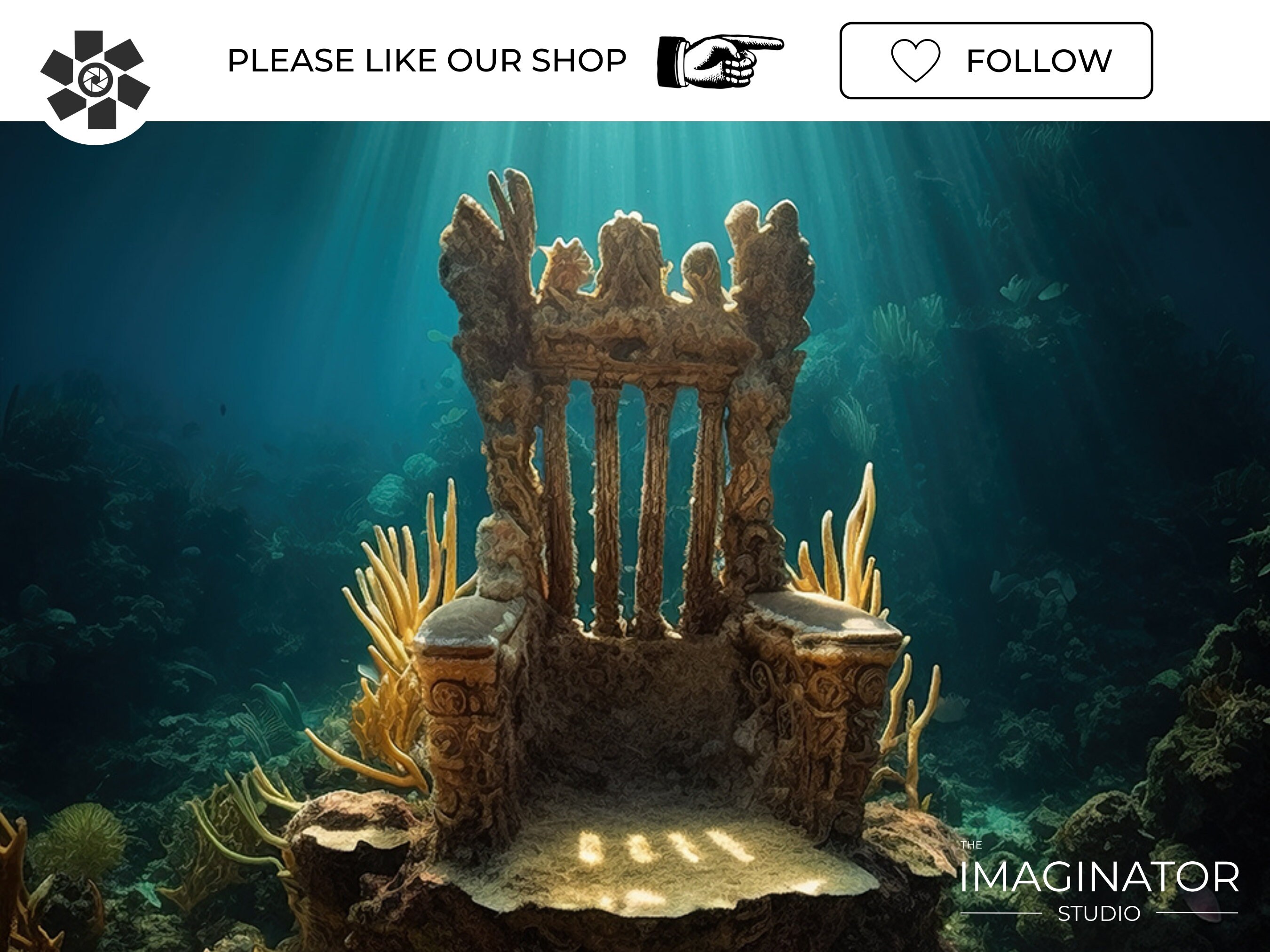 Mermaid Throne | Mermaid Digital Background | Mermaid Digital Backdrop ...