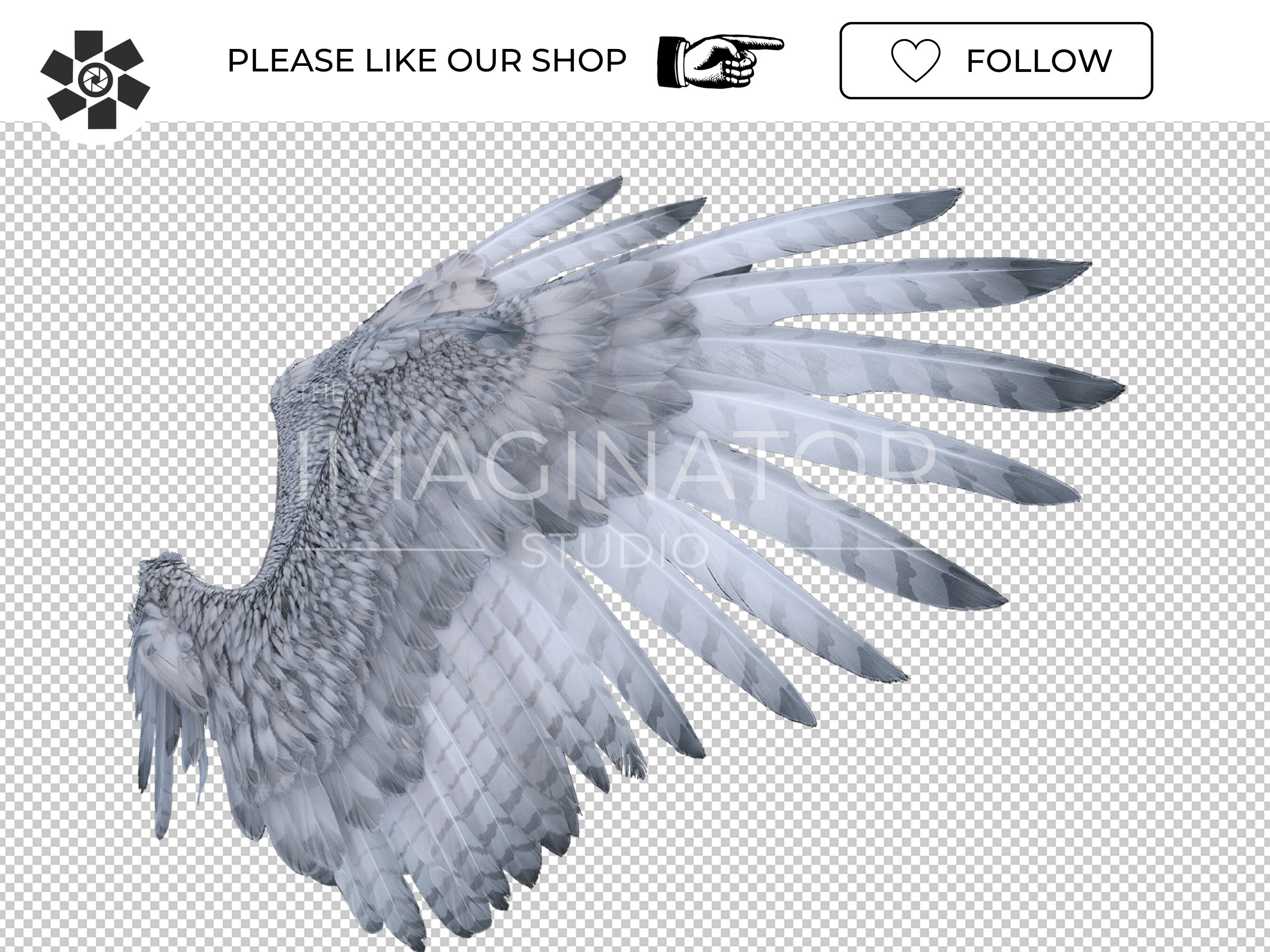 Silver Wing Overlays | Digital Wings | Grey Wings | Angel Wings ...