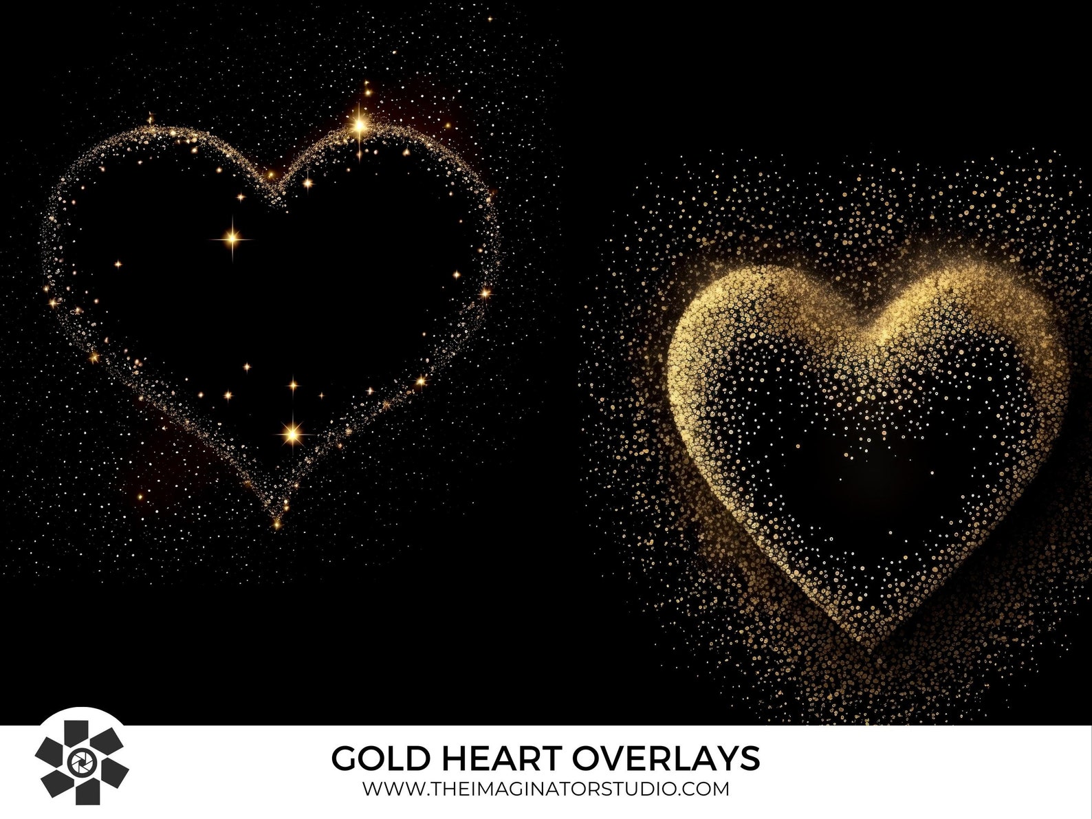Gold Heart Overlays | Valentine Overlays | Photoshop Overlays | Gold ...