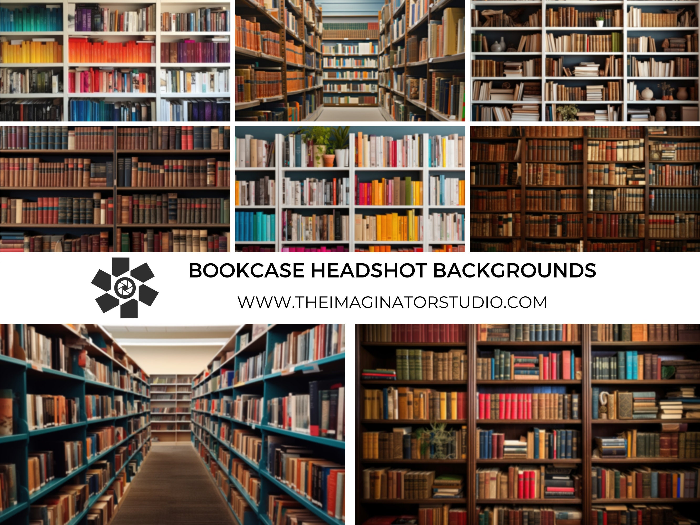 Bookcase Backdrop | Books | Cinematic Headshot Background | Digital ...