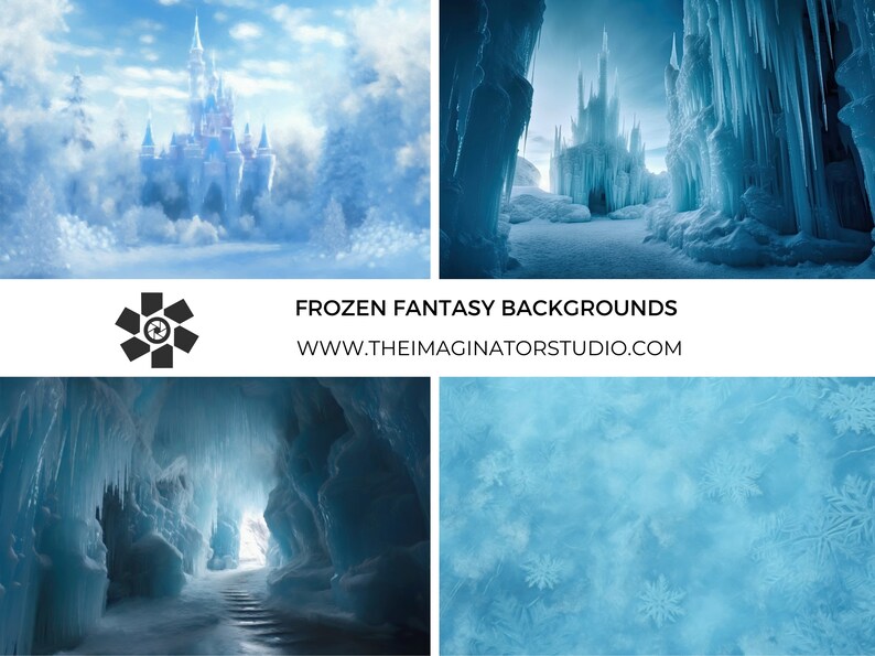 Frozen Fantasy Backdrops | Winter Digital Background | Ice Castle ...