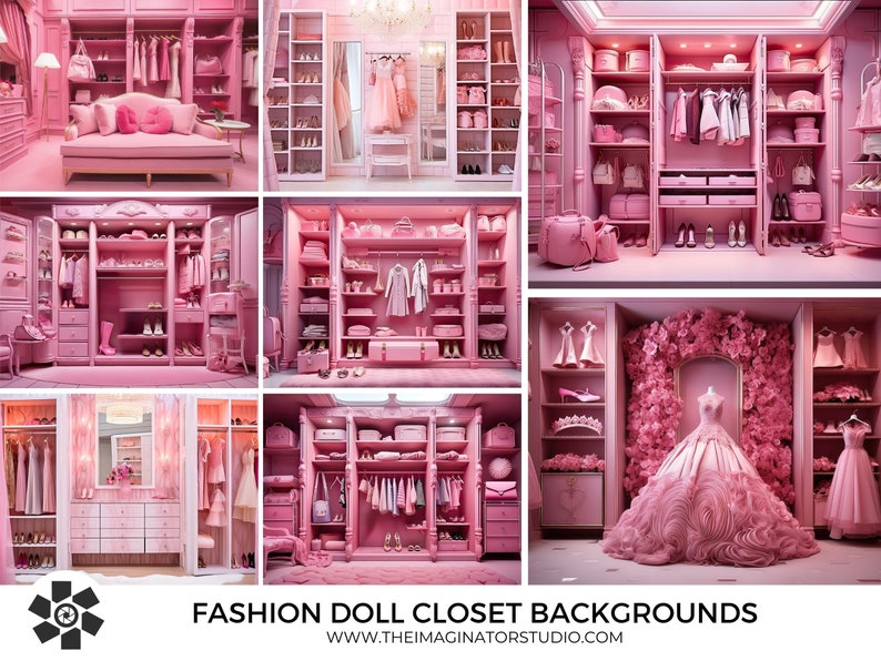 Pink Fashion Doll Closet Background | Doll Backdrop | Digital ...