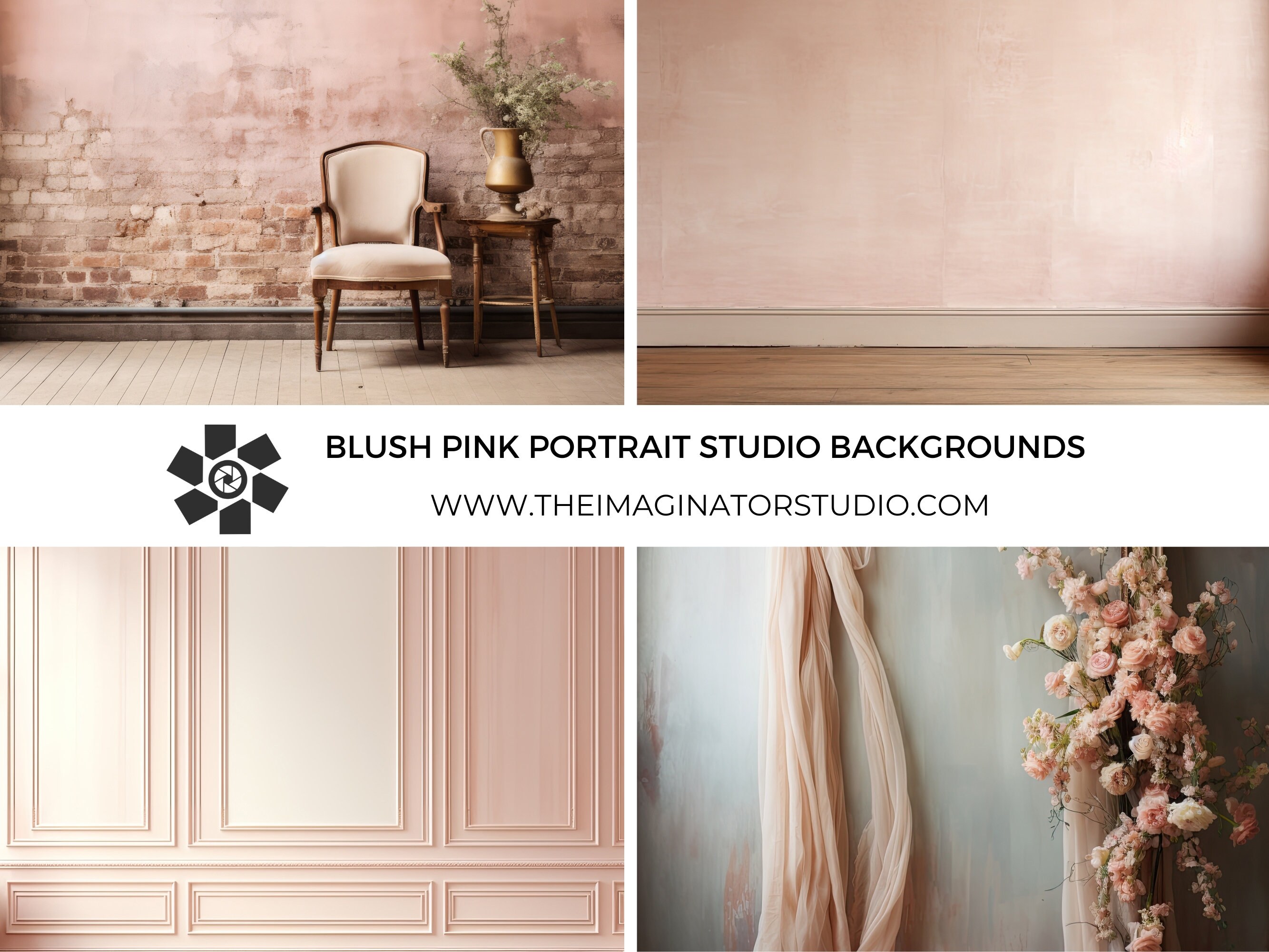 Blush Pink Portrait Studio Backgrounds | Digital Background | Digital ...