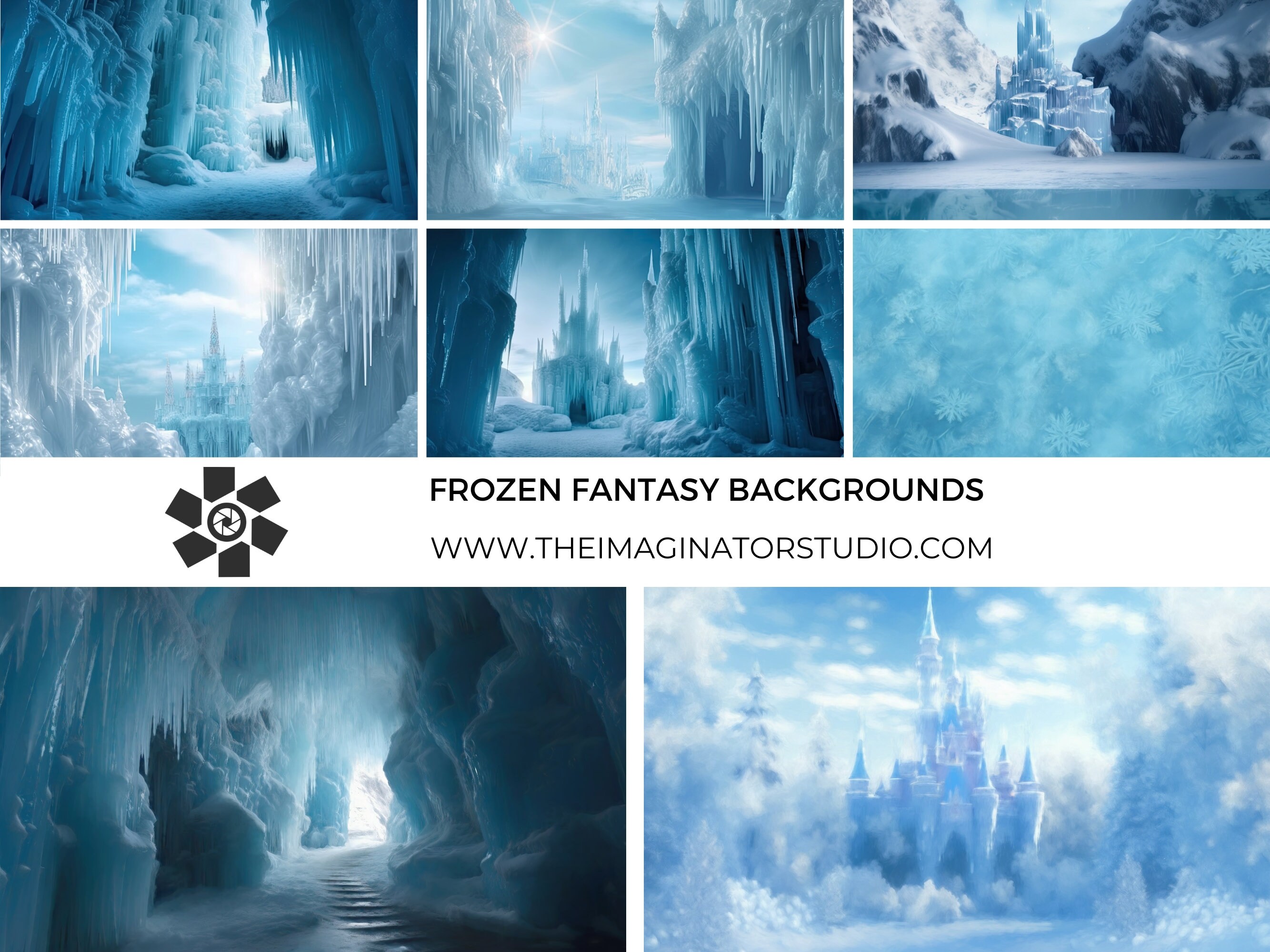 Frozen Fantasy Backdrops | Winter Digital Background | Ice Castle ...