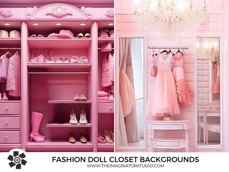 Pink Fashion Doll Closet Background | Doll Backdrop | Digital ...