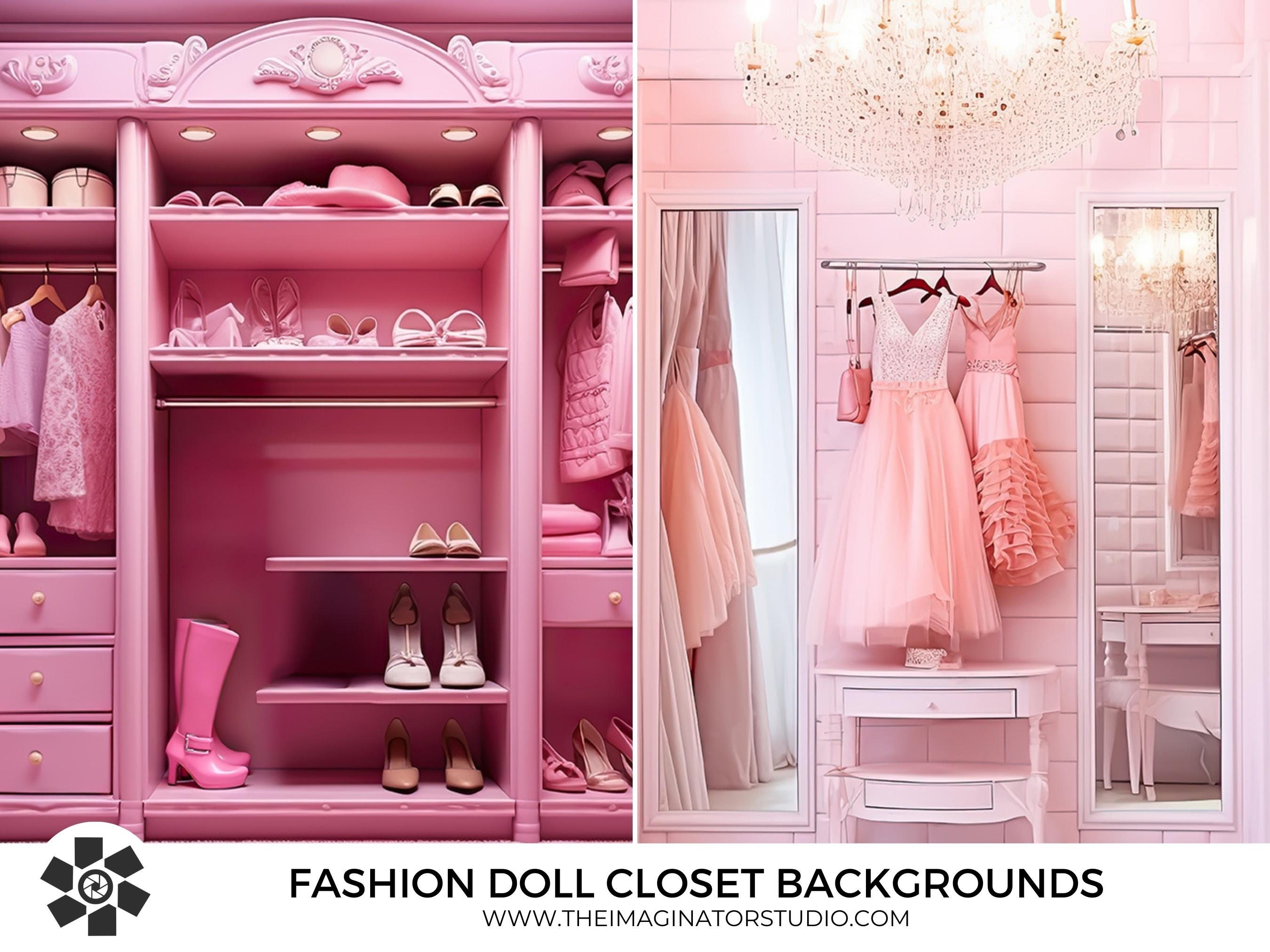 Pink Fashion Doll Closet Background | Doll Backdrop | Digital ...
