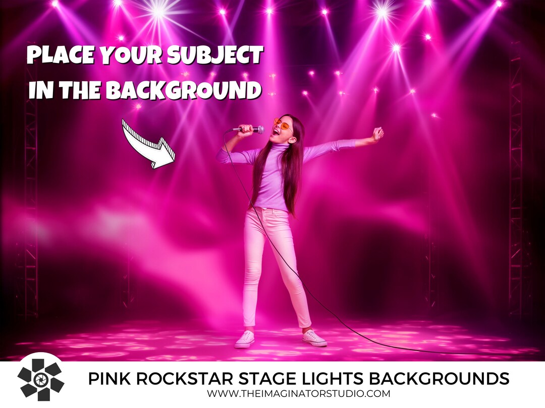 Pink Rockstar Stage Lights Backgrounds Pink Digital Background Digital ...