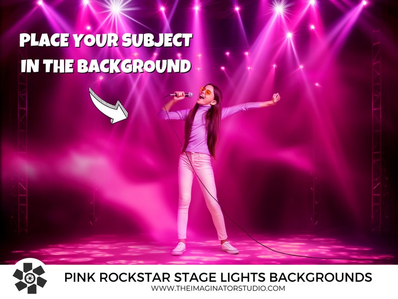 Pink Rockstar Stage Lights Backgrounds Pink Digital Background Digital ...