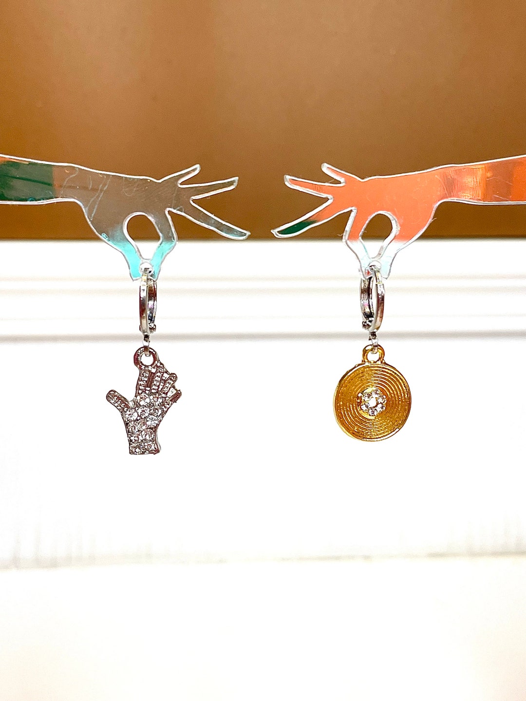 Michael Jackson Silver Plated Huggie Hoop Earrings: Dainty MJ Charm - Etsy