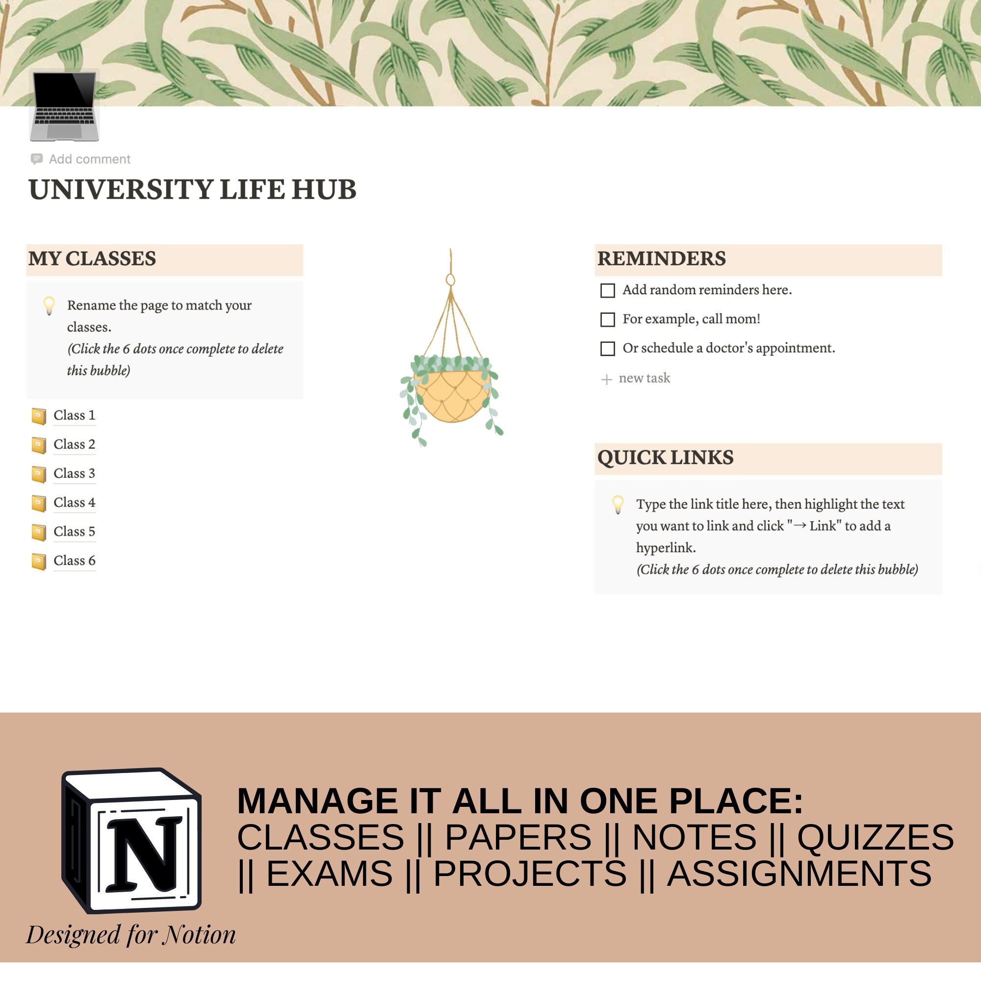 NOTION TEMPLATE: Back-to-school Student Aesthetic Planner for School ...