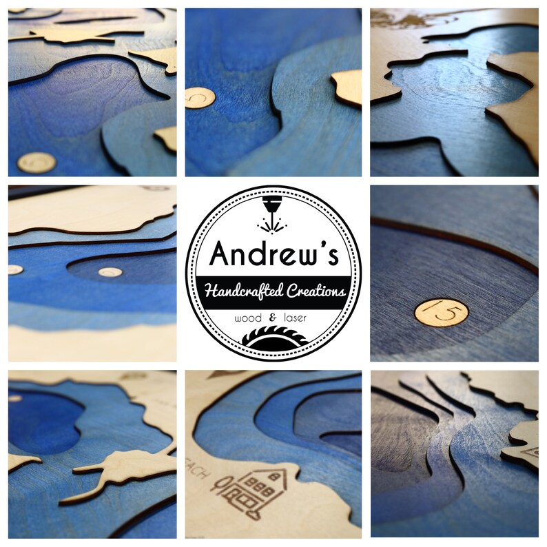 3D Laser Cut Wood Vintage Government Lake Maps Bathymetric - Etsy