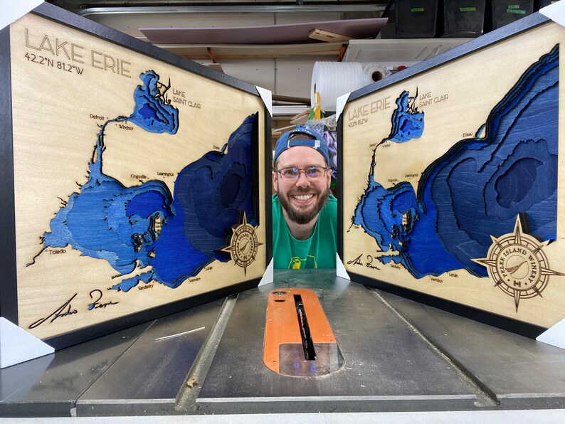 Lake Erie 3D Laser Cut Wood Map Bathymetric Depth - Etsy