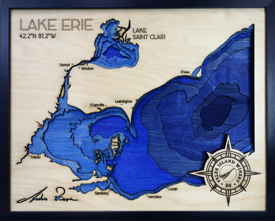 Lake Erie 3D Laser Cut Wood Map Bathymetric Depth Topography - Etsy