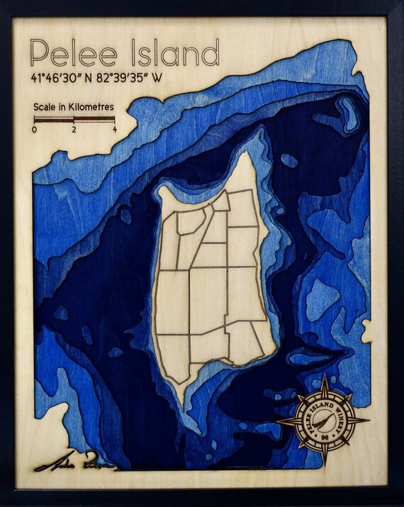 Pelee Island 3D Laser Cut Wood Map Bathymetric Depth - Etsy