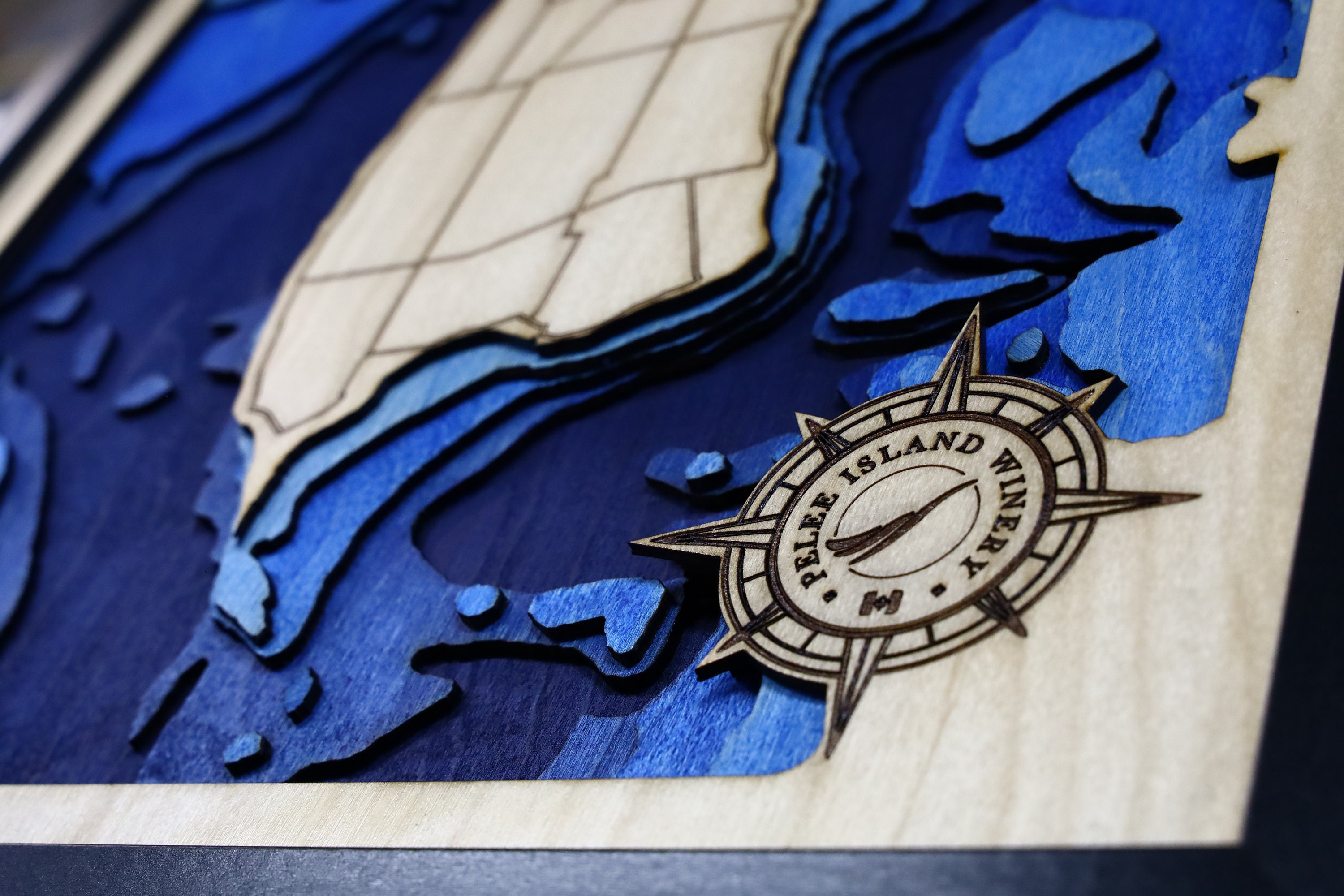 Pelee Island 3D Laser Cut Wood Map Bathymetric Depth Topography - Etsy