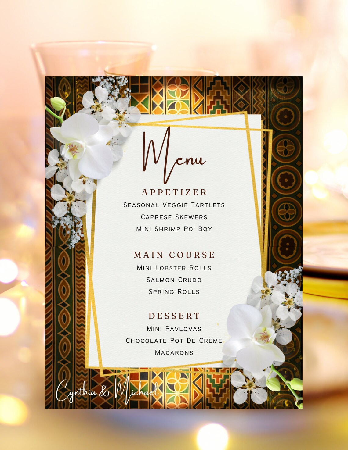 Kente Wedding Menu: African Gold Design, Custom Elegant Menu - Etsy