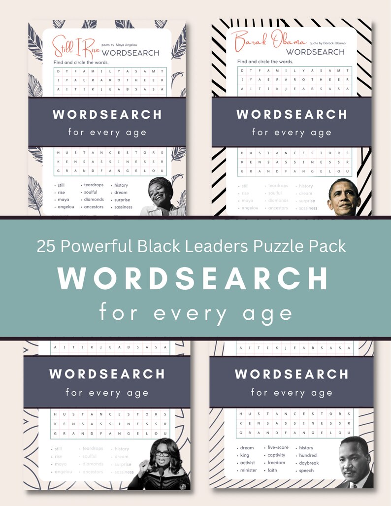 Black History Word Search - 25 Puzzle Pack - Based on Powerful Black ...