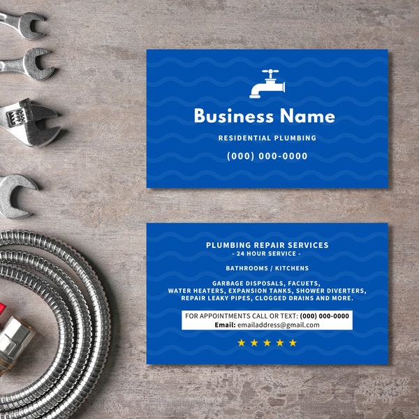 Plumbing Business Card Template - Etsy