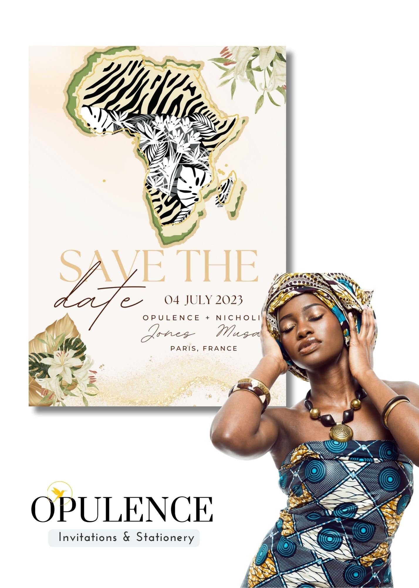 Africa Theme Save the Date Africa Wedding Invitation | Upscale, Modern ...