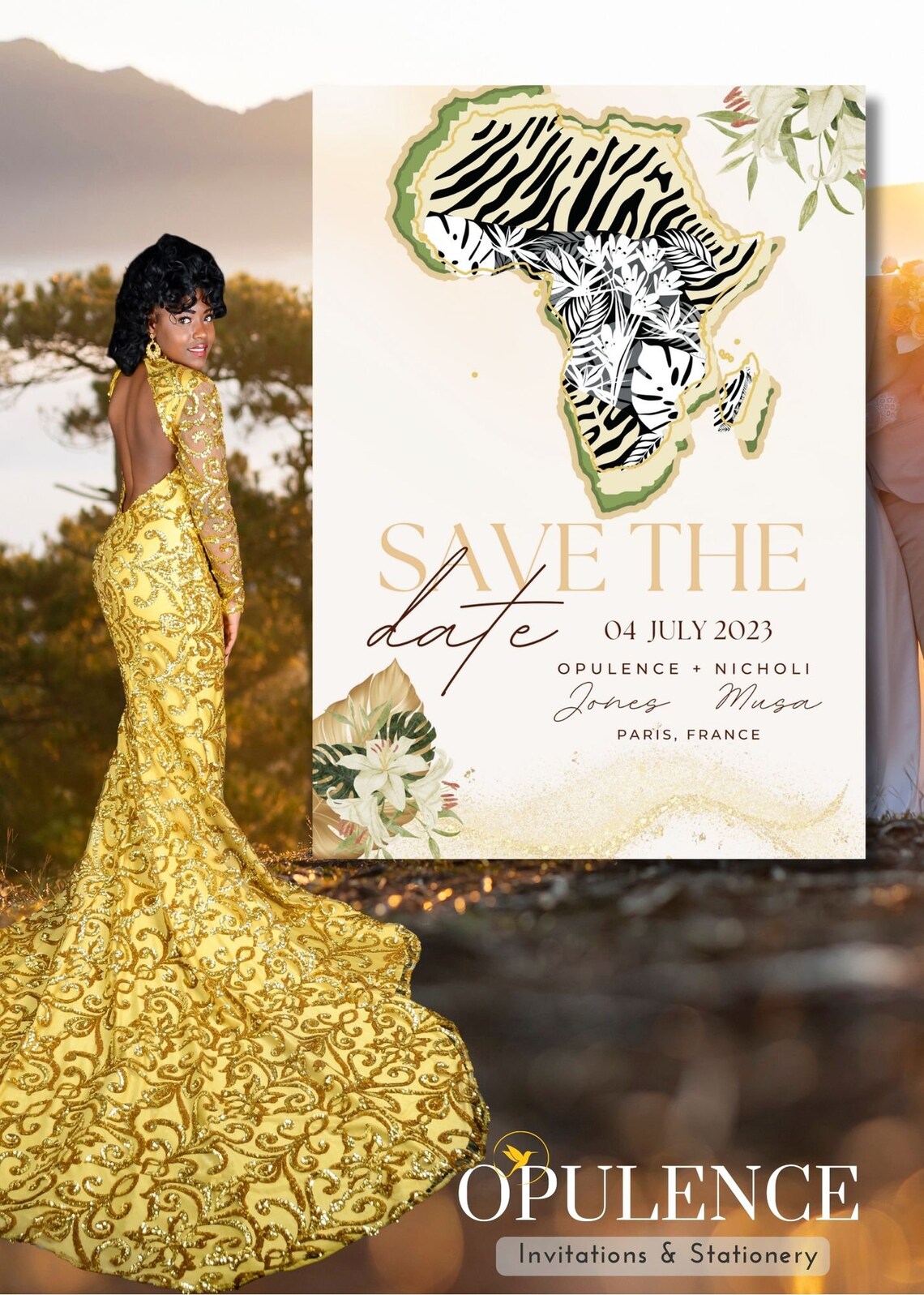 Africa Theme Save the Date Africa Wedding Invitation | Upscale, Modern ...