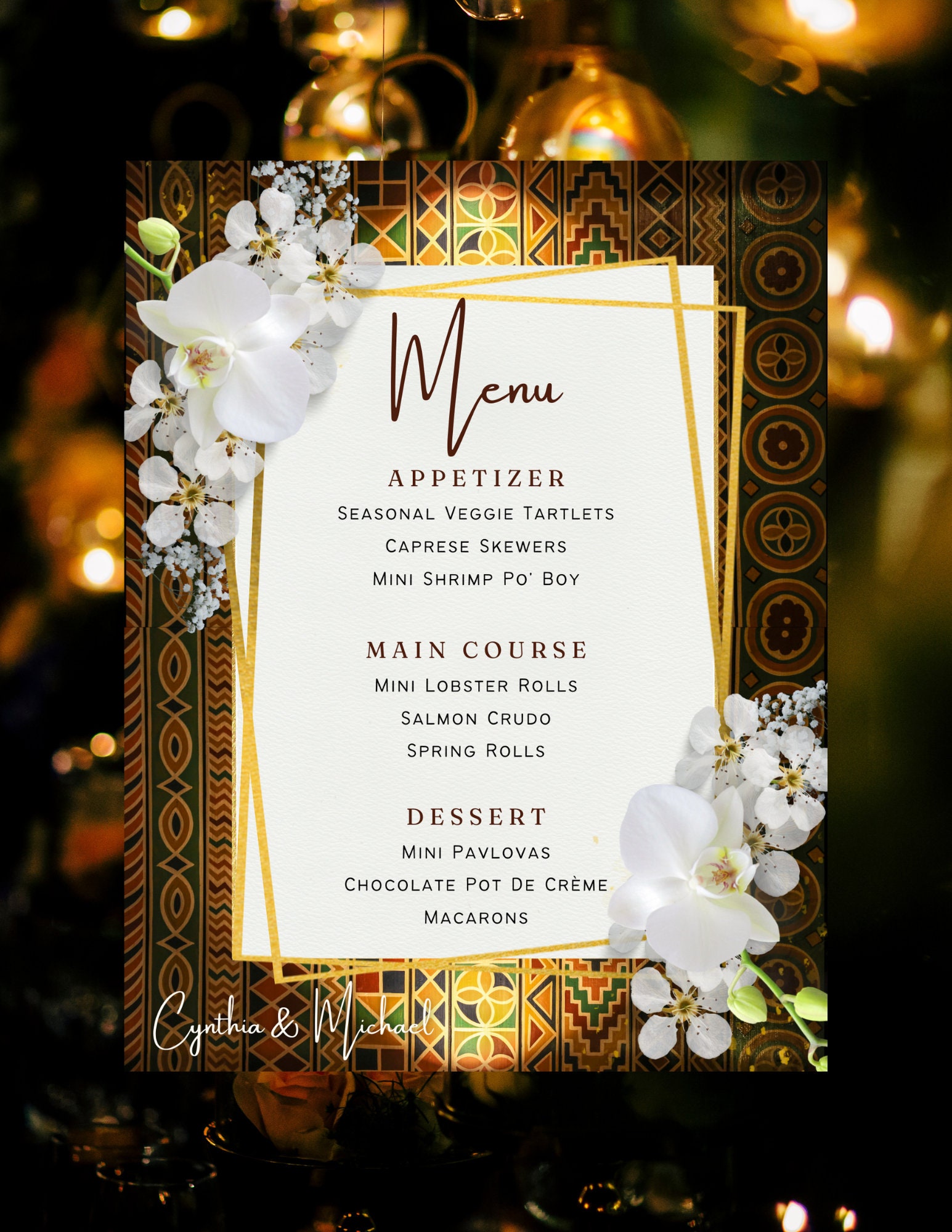 Kente Wedding Menu: African Gold Design, Custom Elegant Menu - Etsy