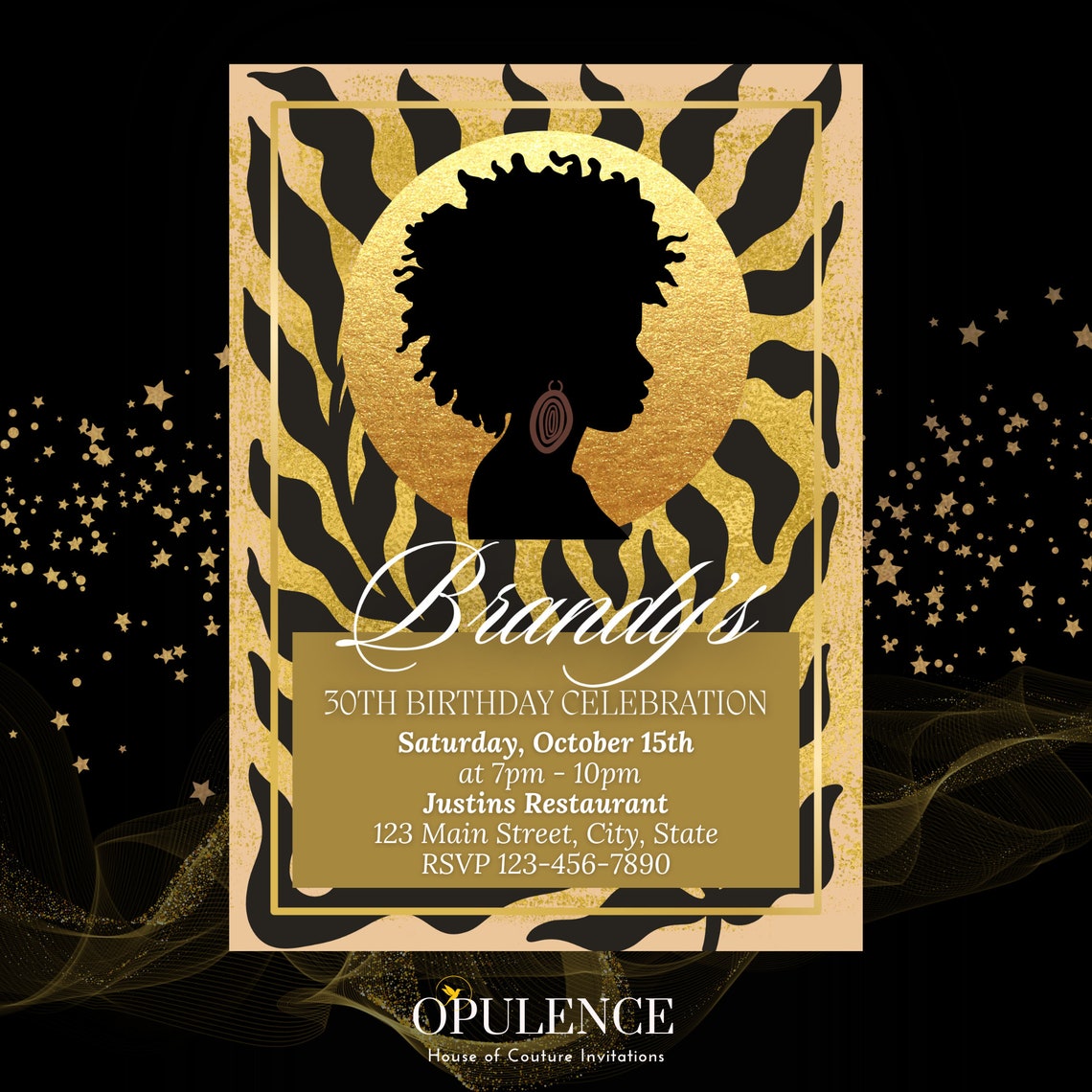 Elegant African American Woman Birthday Card Invitation Mahogany Black ...