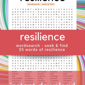 Resilience Word Search Puzzle Wellness Activity Empowerment - Etsy