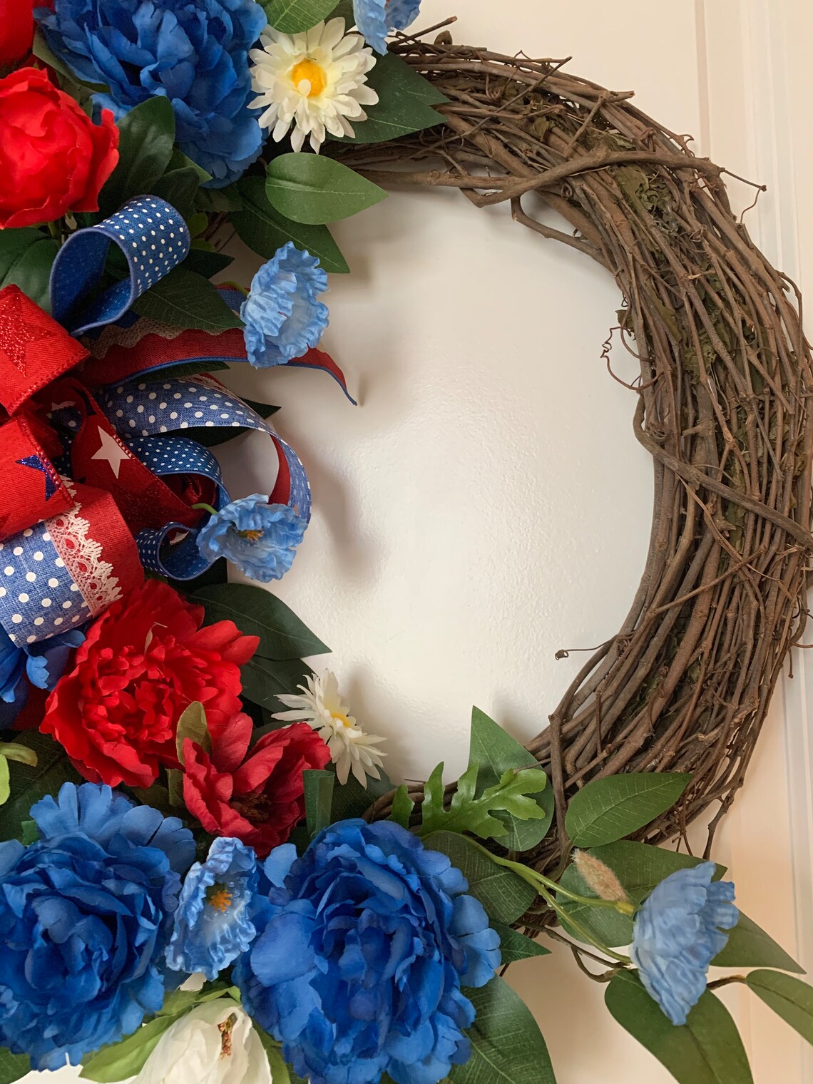 Forth of July Wreath, 4th July Wreath, Front Door, Grapevine, Memorial ...