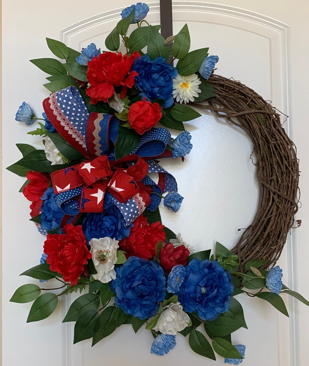 Forth of July Wreath, 4th July Wreath, Front Door, Grapevine, Memorial ...