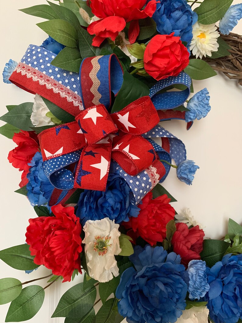 Forth of July Wreath, 4th July Wreath, Front Door, Grapevine, Memorial ...