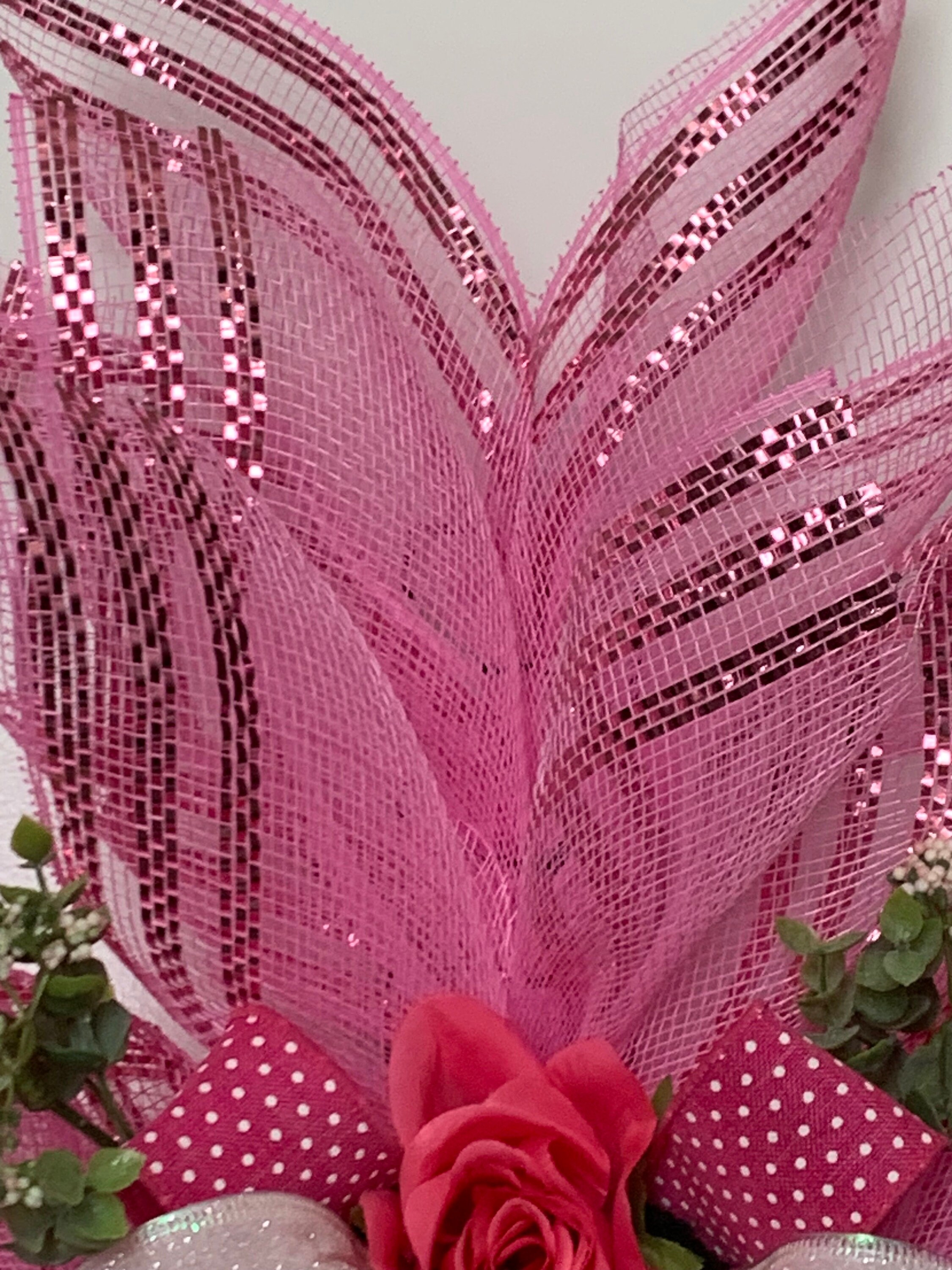 Pink Mesh Cross Door Hanger, Floral Easter Decor - Etsy