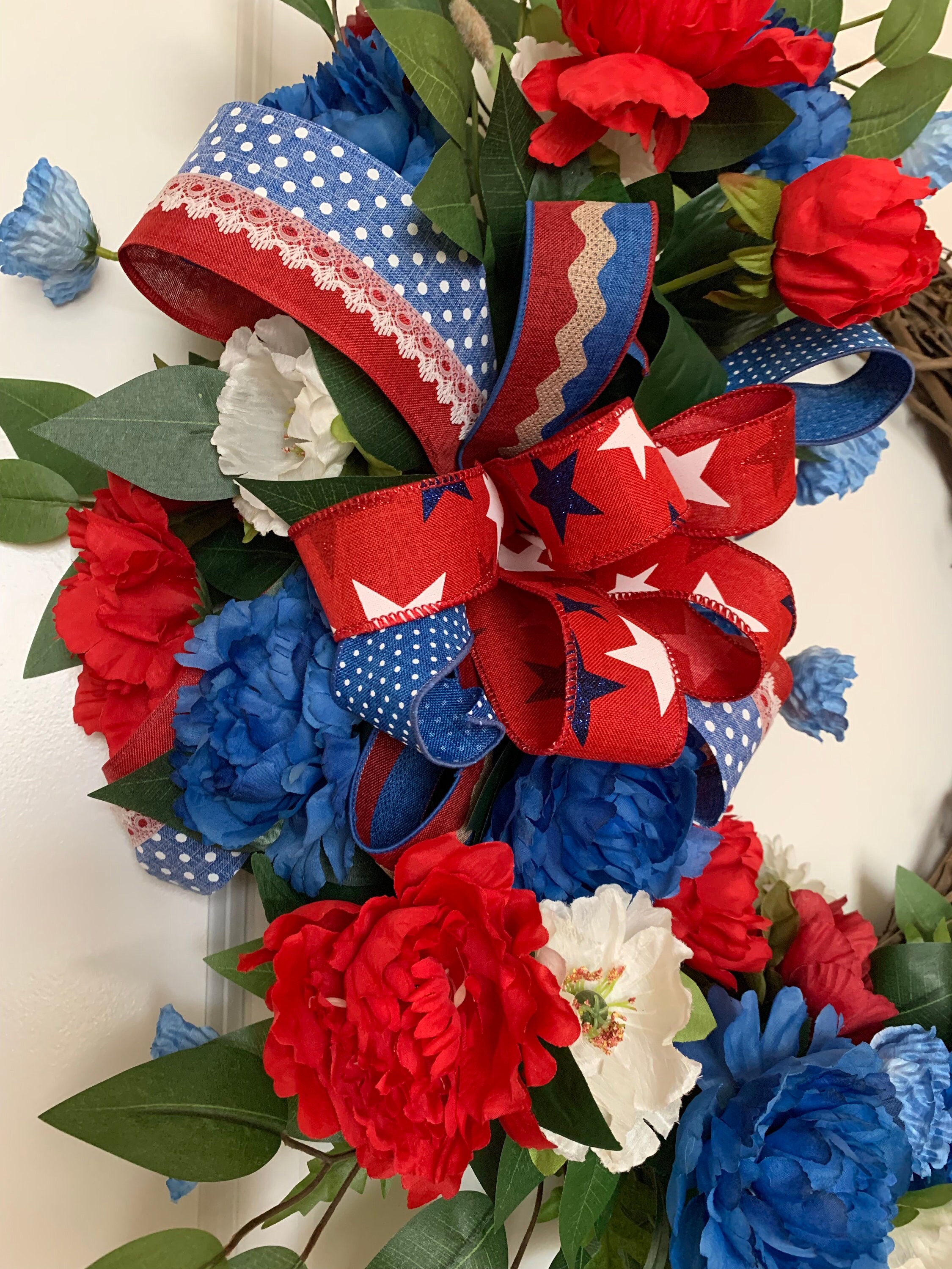Forth of July Wreath, 4th July Wreath, Front Door, Grapevine, Memorial ...