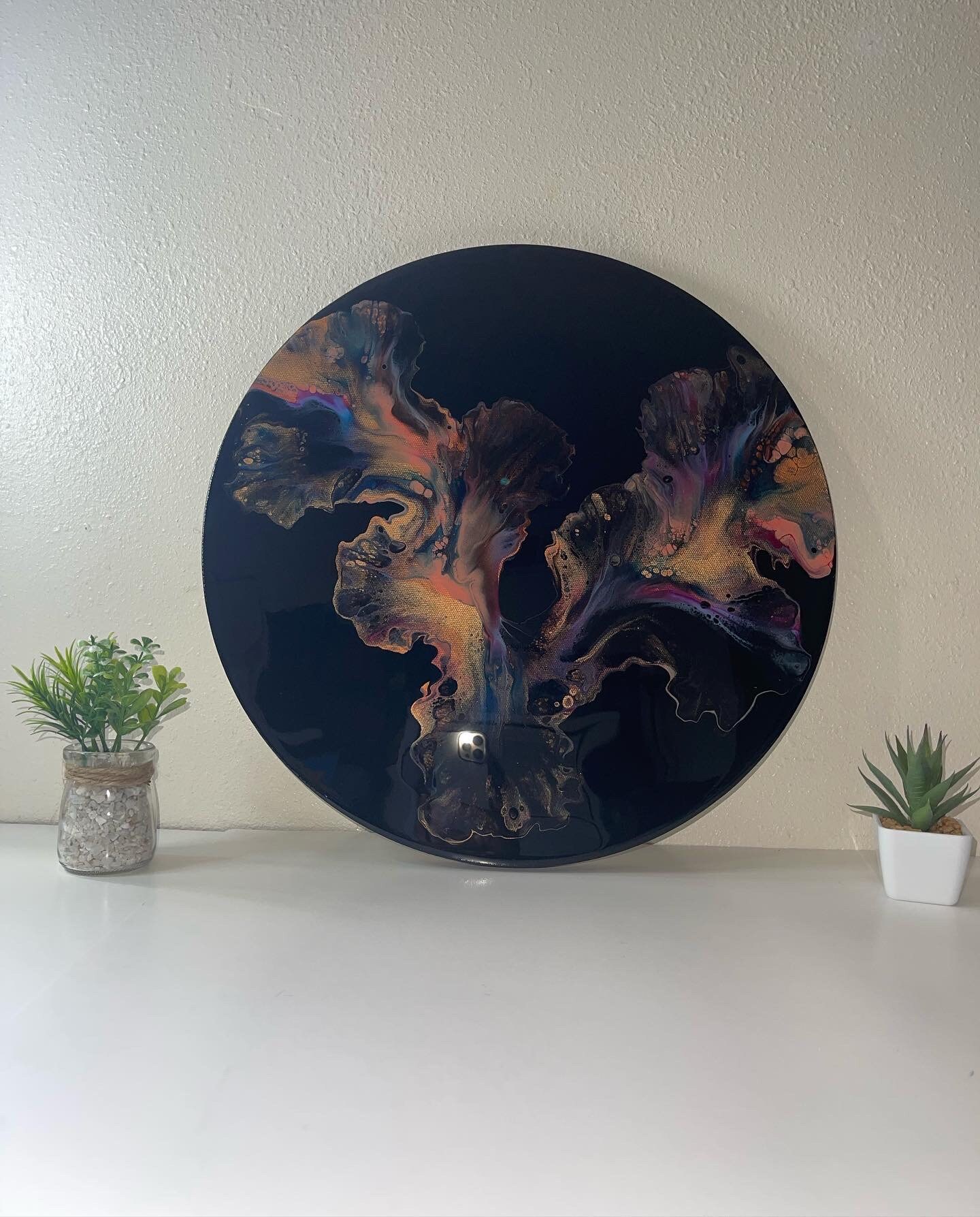 16x16 In. Round Canvas Original Acrylic Pour Painting Fluid - Etsy