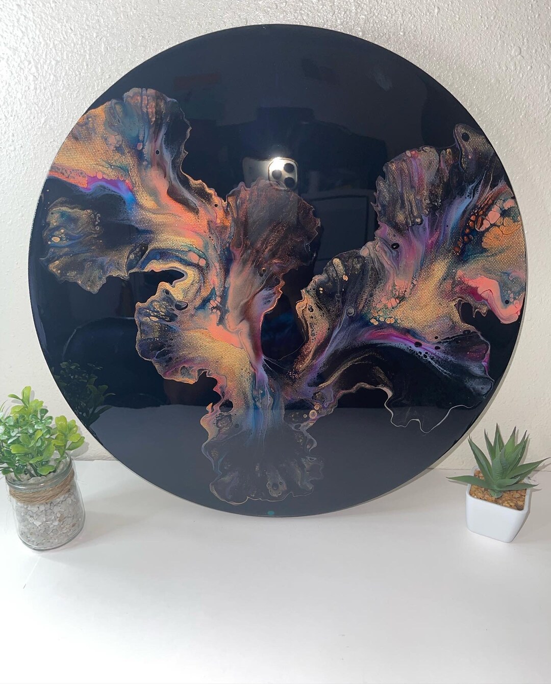 16x16 In. Round Canvas Original Acrylic Pour Painting Fluid - Etsy
