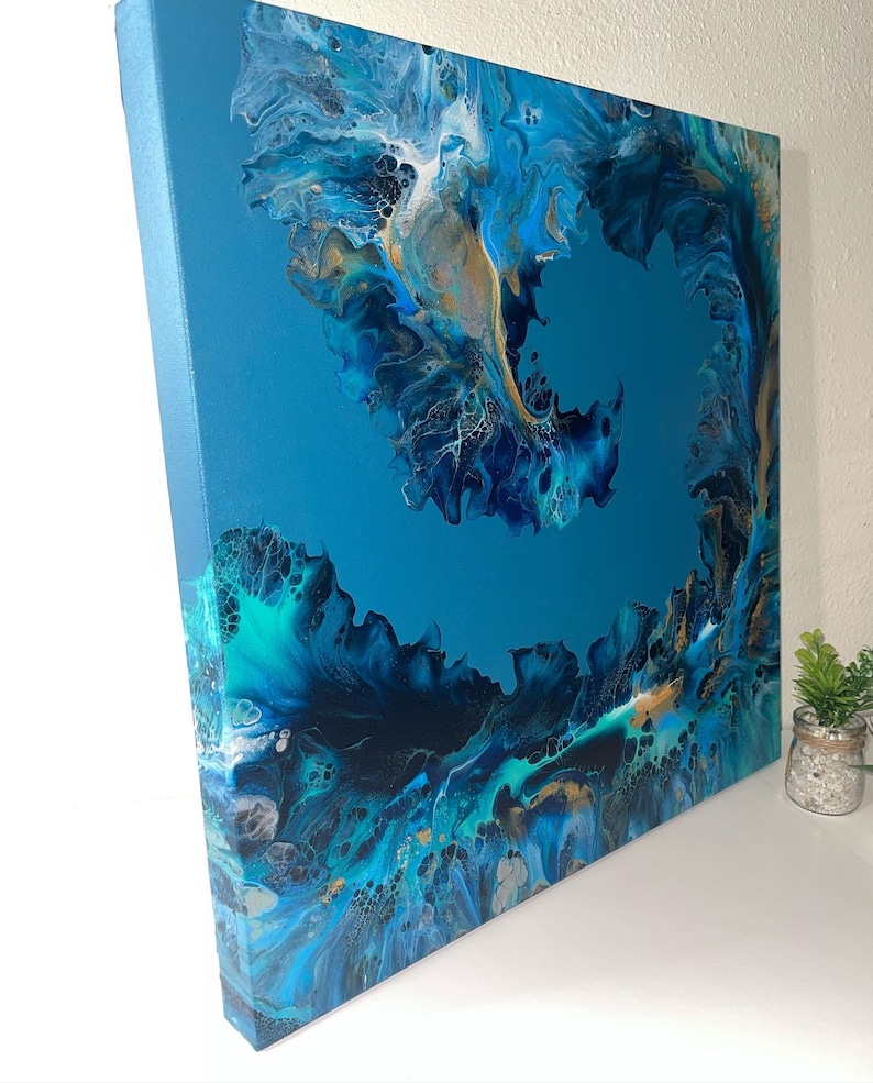 Ocean Wave 20x20 Inch Original Acrylic Pour Painting Fluid - Etsy
