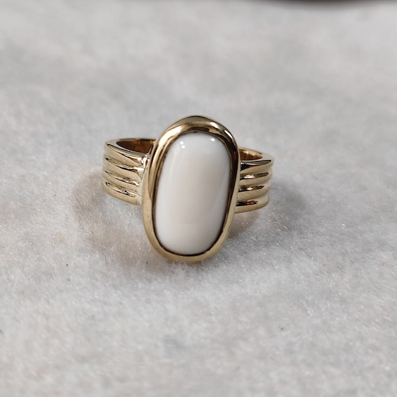 White Coral Stone Ring