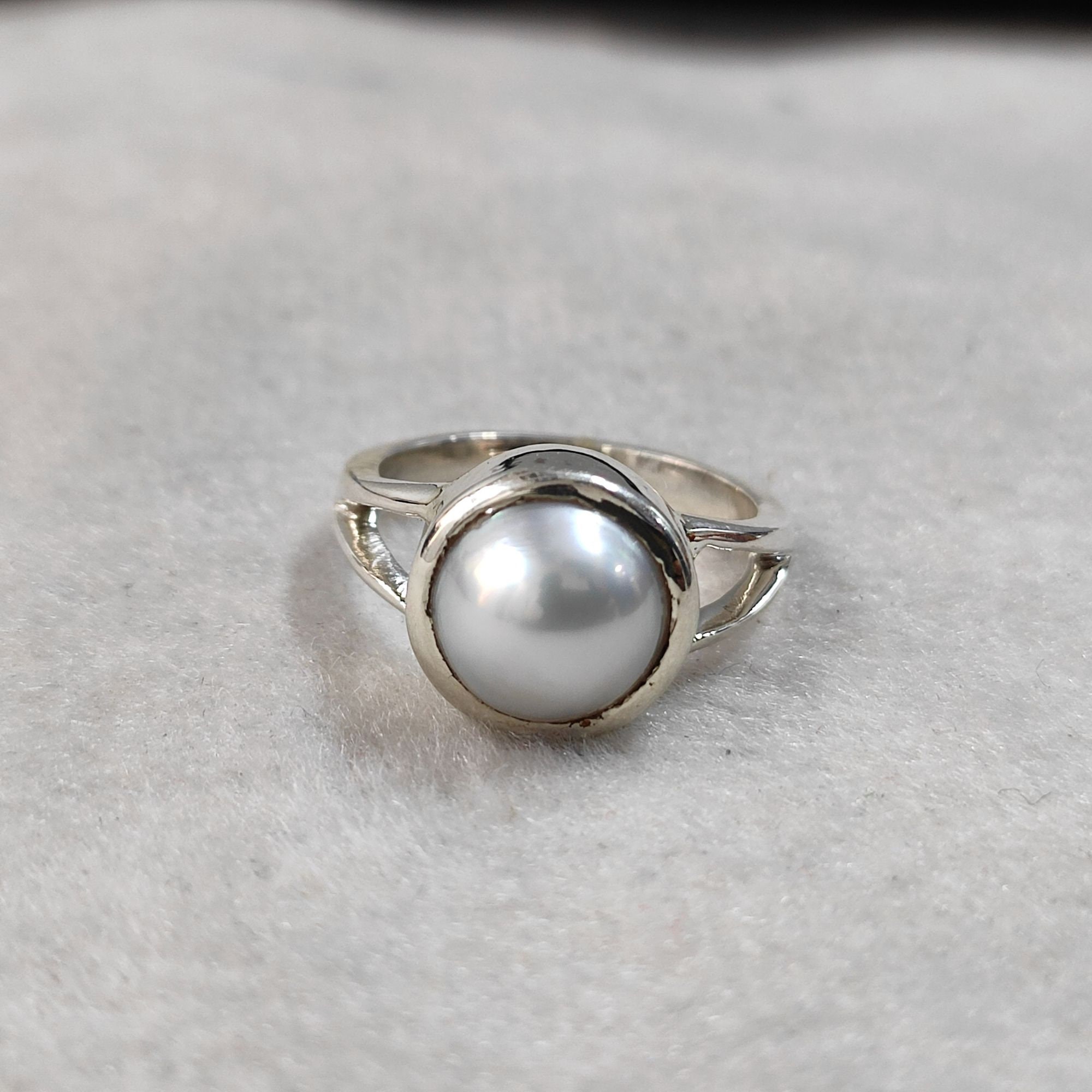 Certified White Pearl moti Gemstone Ring in Sterling Silver - Etsy