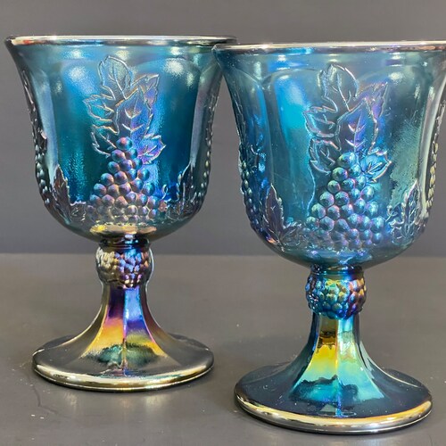 Vintage Indiana Glass Company Iridescent Blue Harvest Grape - Etsy