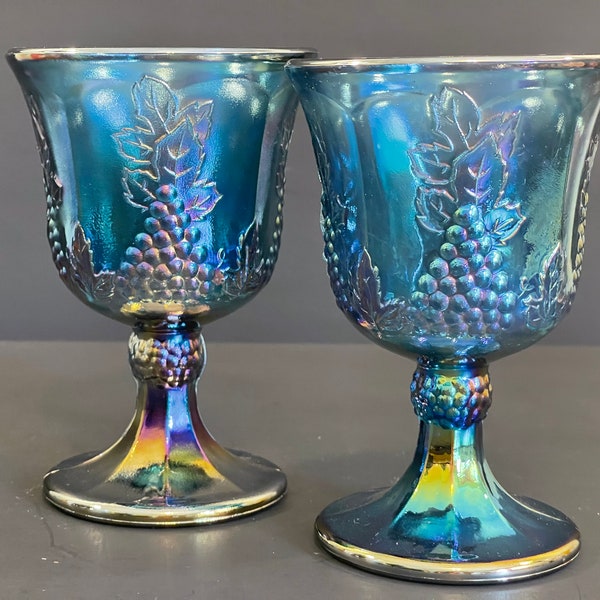 Blue Carnival Glass Etsy
