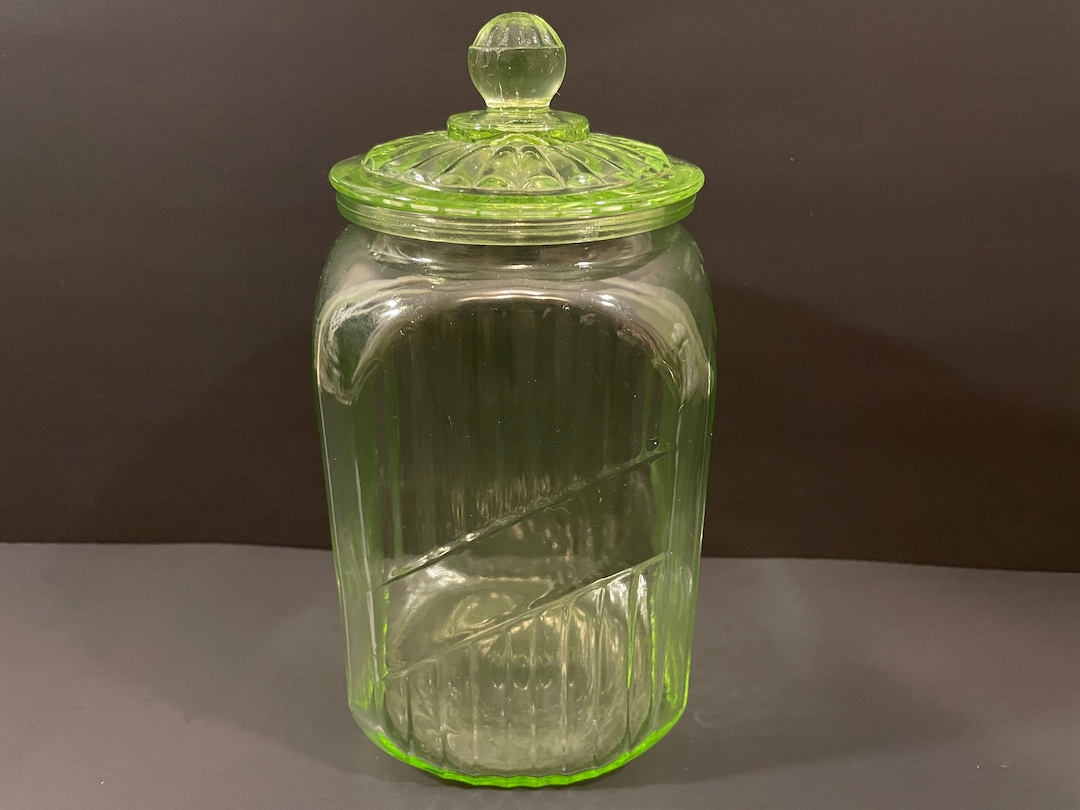 Green Depression Glass Canister Hocking Glass Company - Etsy