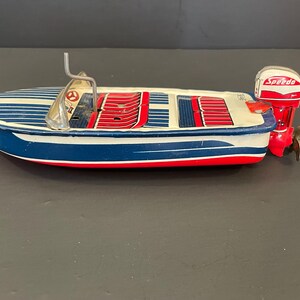 Vintage Haji Tin Litho Windup Speedo Boat - Etsy