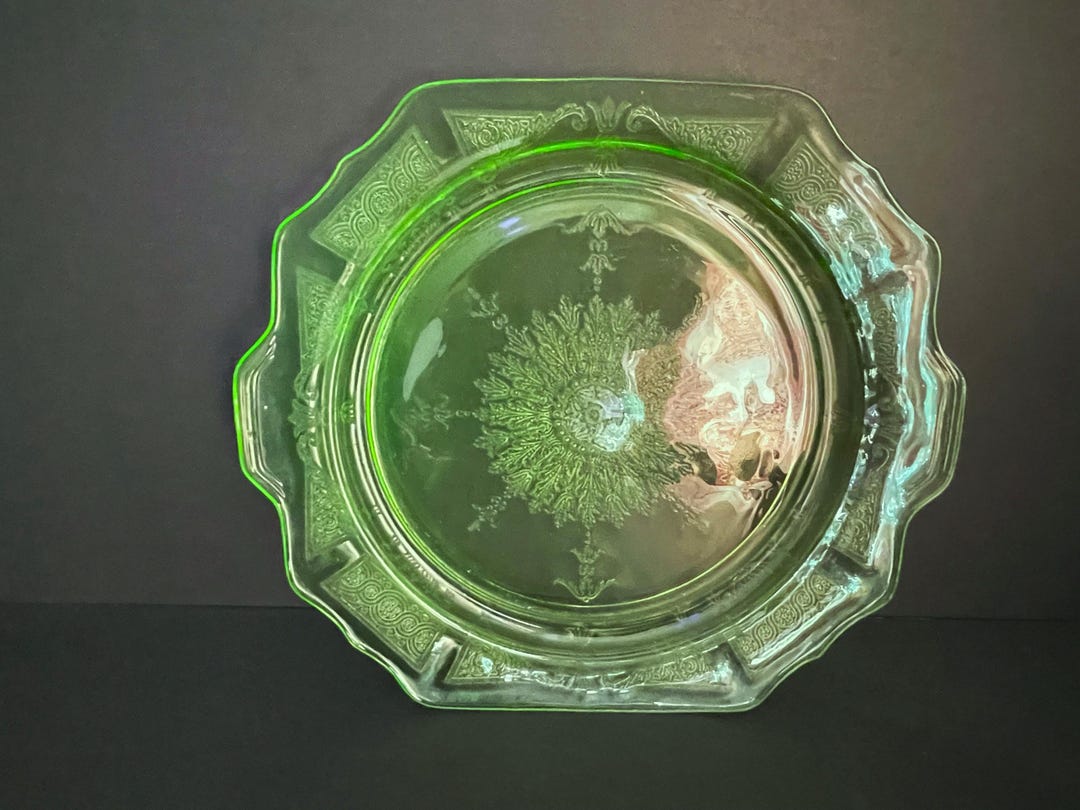 Princess Pattern Green Depression Glass Large Sandwich Plate - Etsy