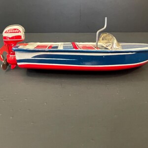 Vintage Haji Tin Litho Windup Speedo Boat - Etsy